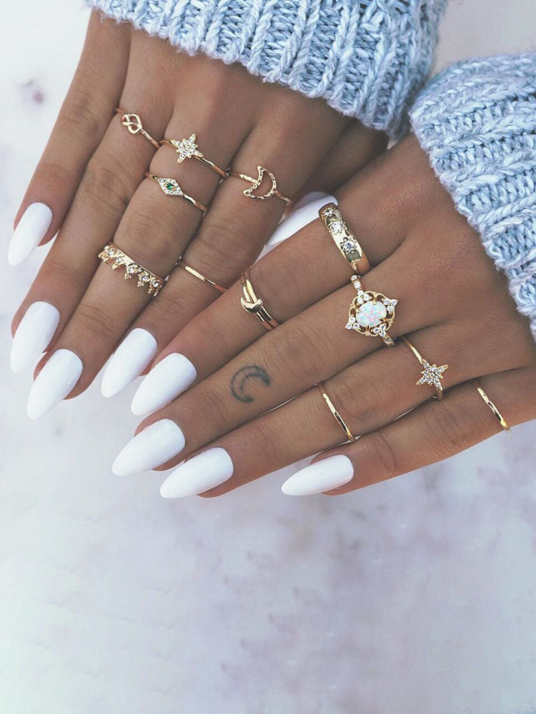 Eleven Piece Pearl Rhinestone Rings Sets | Rings – SALEDRESS