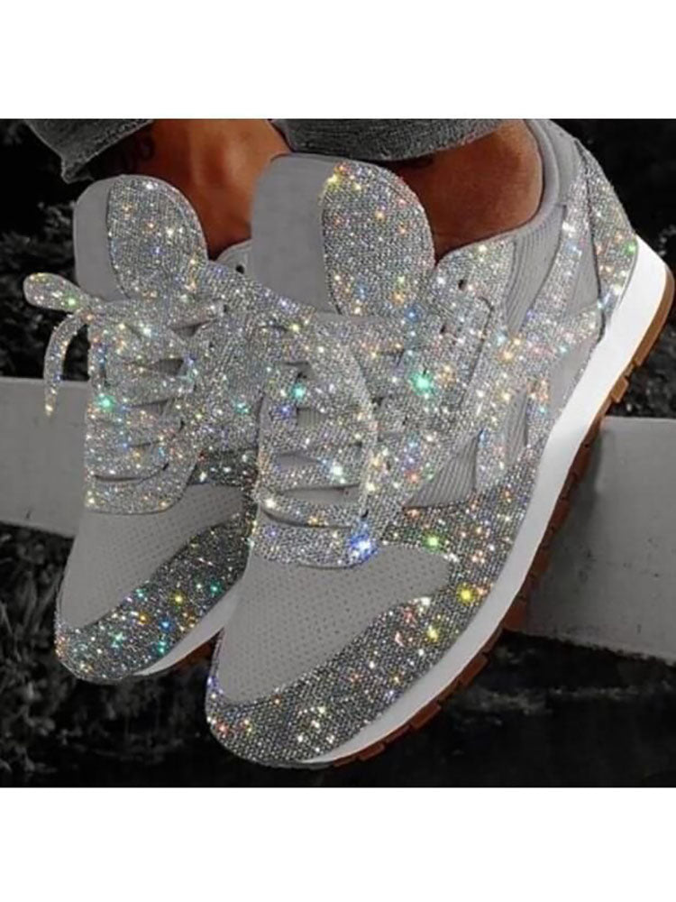 Glitter Round Toe Sequined Sneakers | Sneakers – SALEDRESS